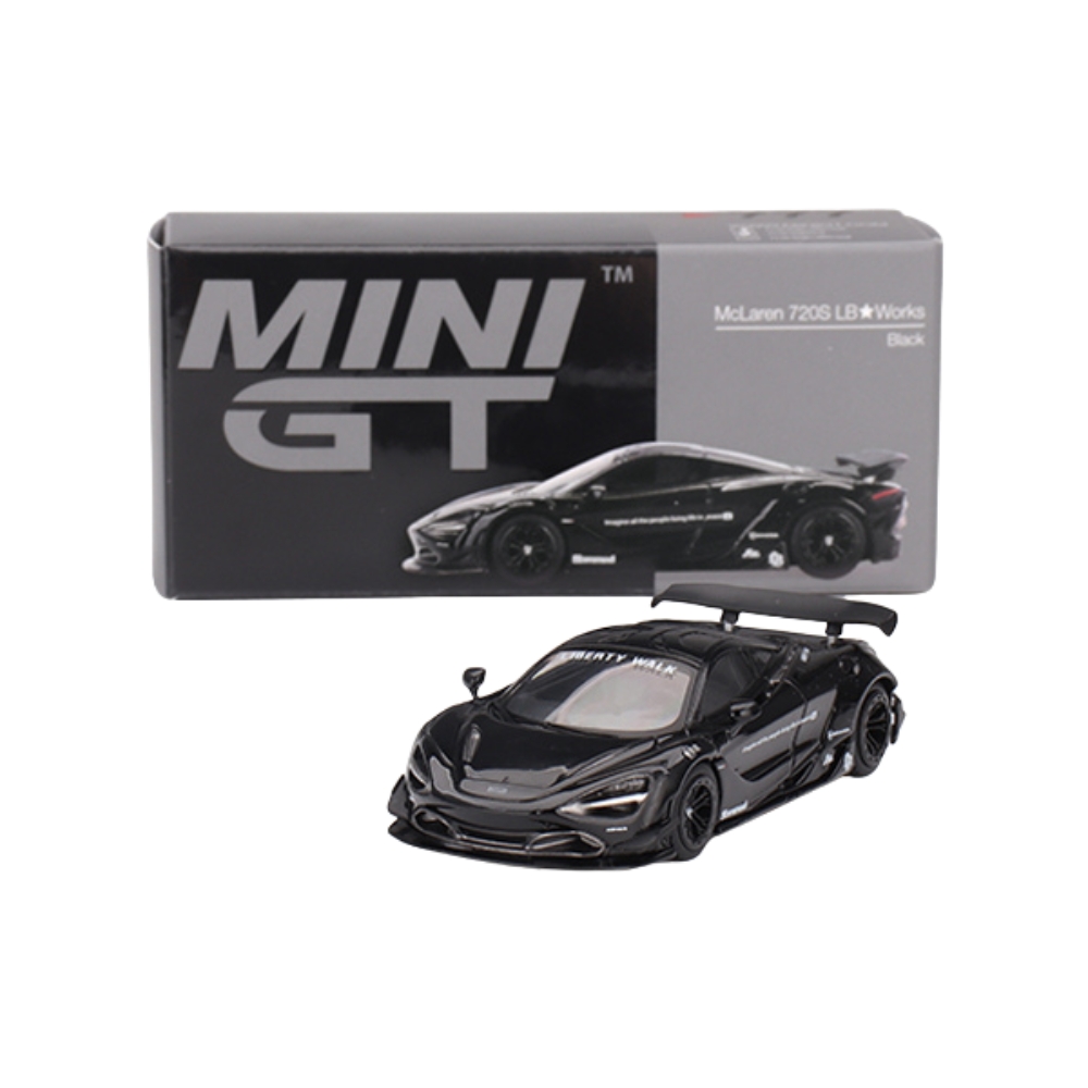 McLaren 720S LB★Works Black – Mini GT #777 (Opened) - Speedo Wheels